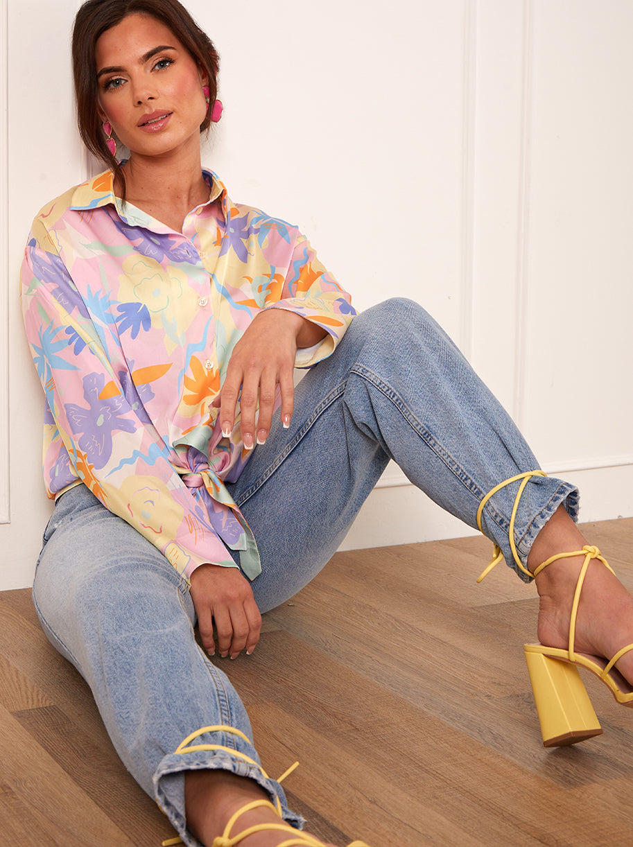 High Neck Long Sleeve Top in Pink | Chi Chi London UK